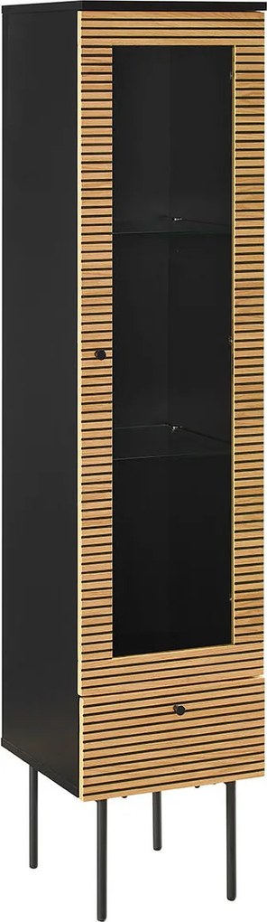 XXXLutz VITRÍNA, dub, černá, barvy dubu, 40/179/43 cm Livetastic - Kredence a vitríny - 001769001802