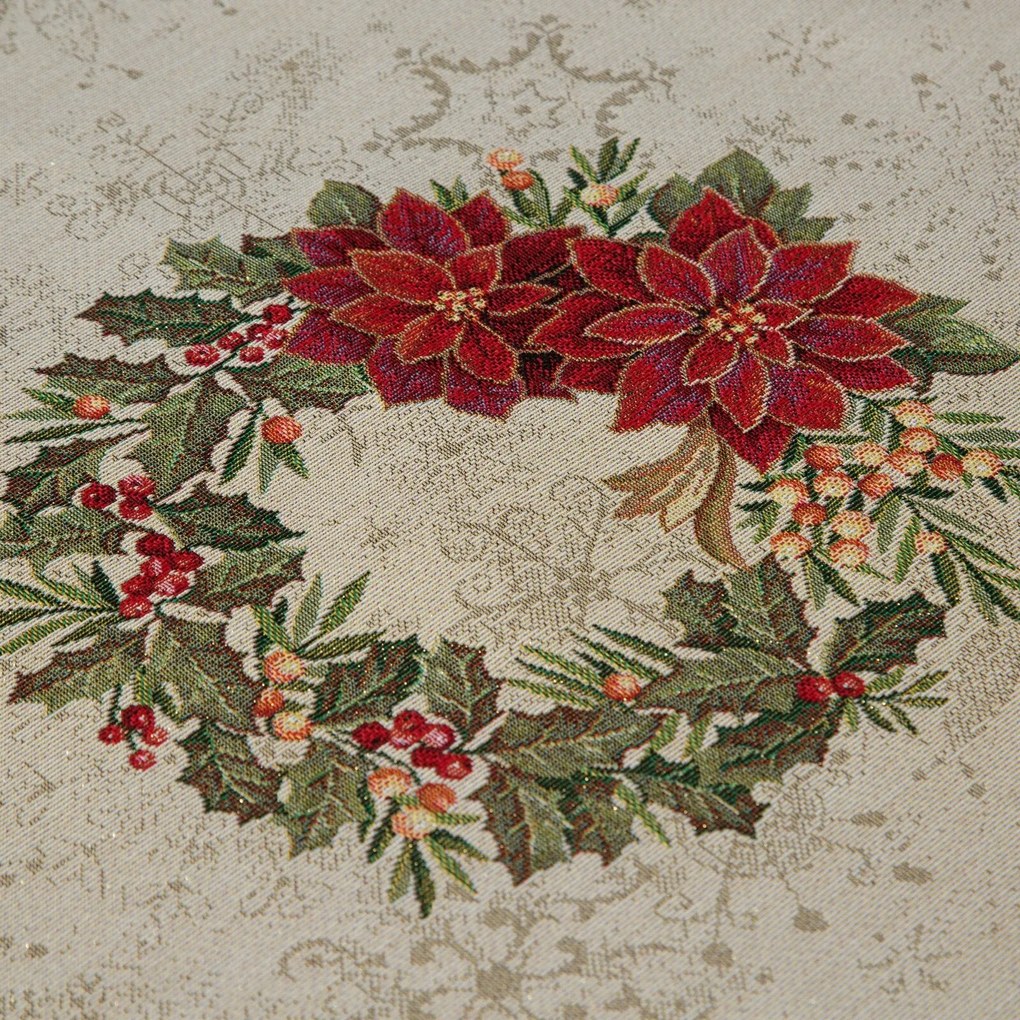 VÁNOČNÍ GOBELÍNOVÝ BĚHOUN NA STŮL MERRY 50X110 CM VZOROVANÝ