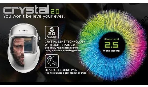 Svářečská kukla Optrel Crystal 2.0 (SN2/4-12 Autopilot) - stříbrná