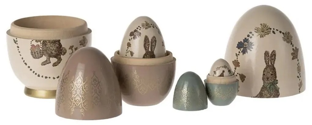 Dřevěná vajíčka Easter Babushka Eggs - set 5 ks Maileg
