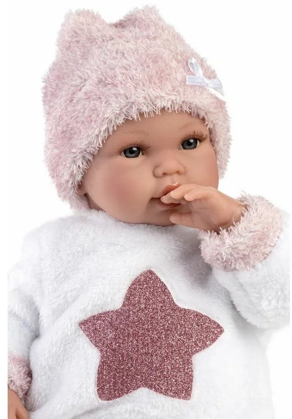 Llorens 63648 NEW BORN - realistická panenka miminko se zvuky a měkkým látkovým tělem 36cm