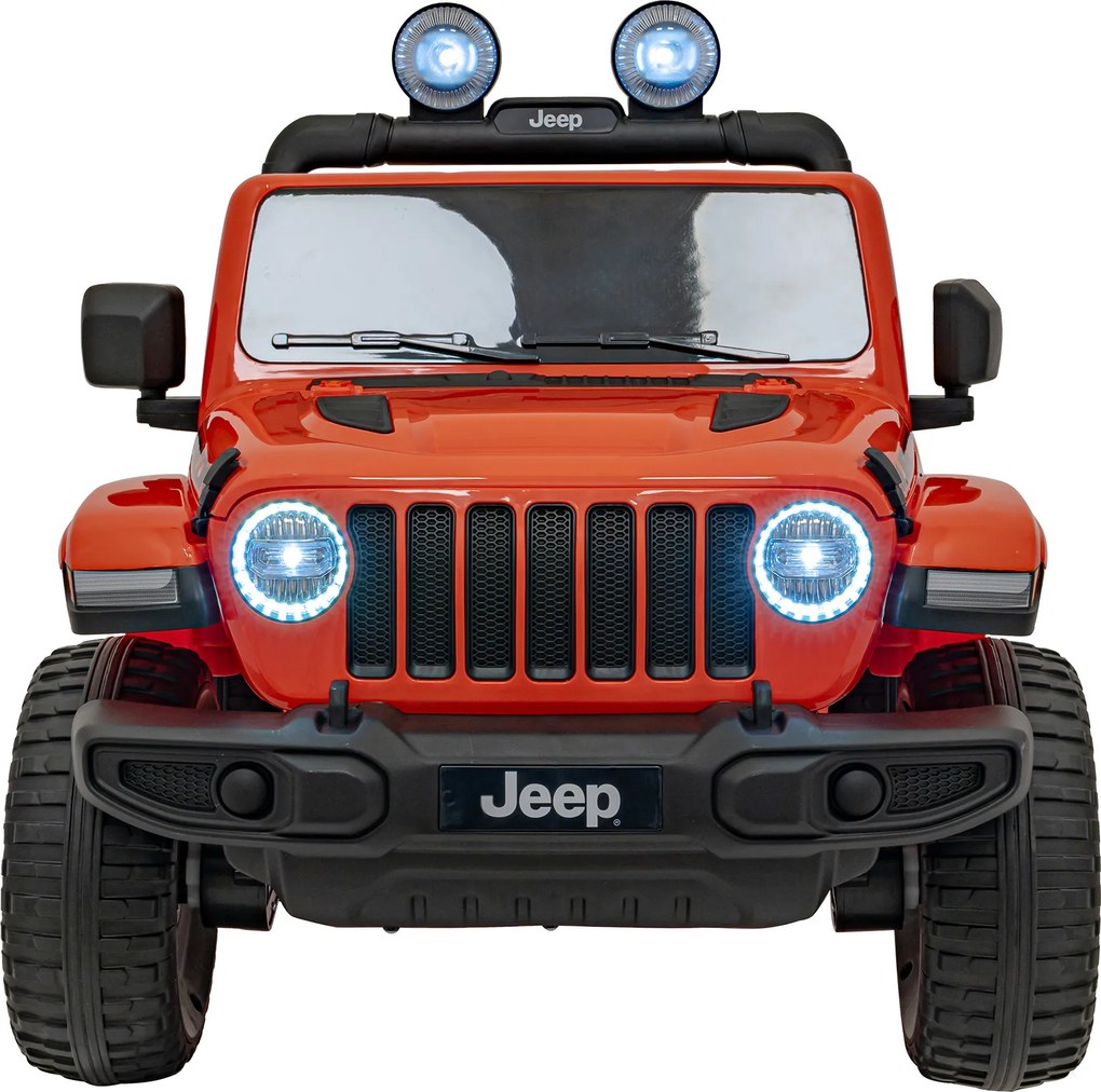 Ramiz Elektrické auto Jeep Wrangler Rubicon pro děti Oranžové + dálkové ovládání + MP3 LED rádio + EVA kola