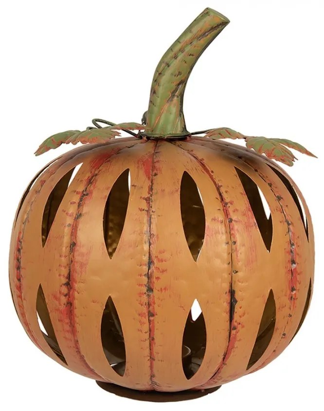 Oranžová kovová dekorace dýně Pumpkin s Led světýlky - Ø 28*34 cm