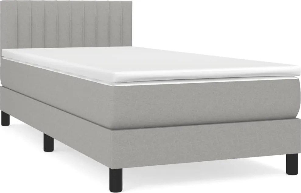 Box spring postel s matrací světle šedá 90x200 cm textil 3140185