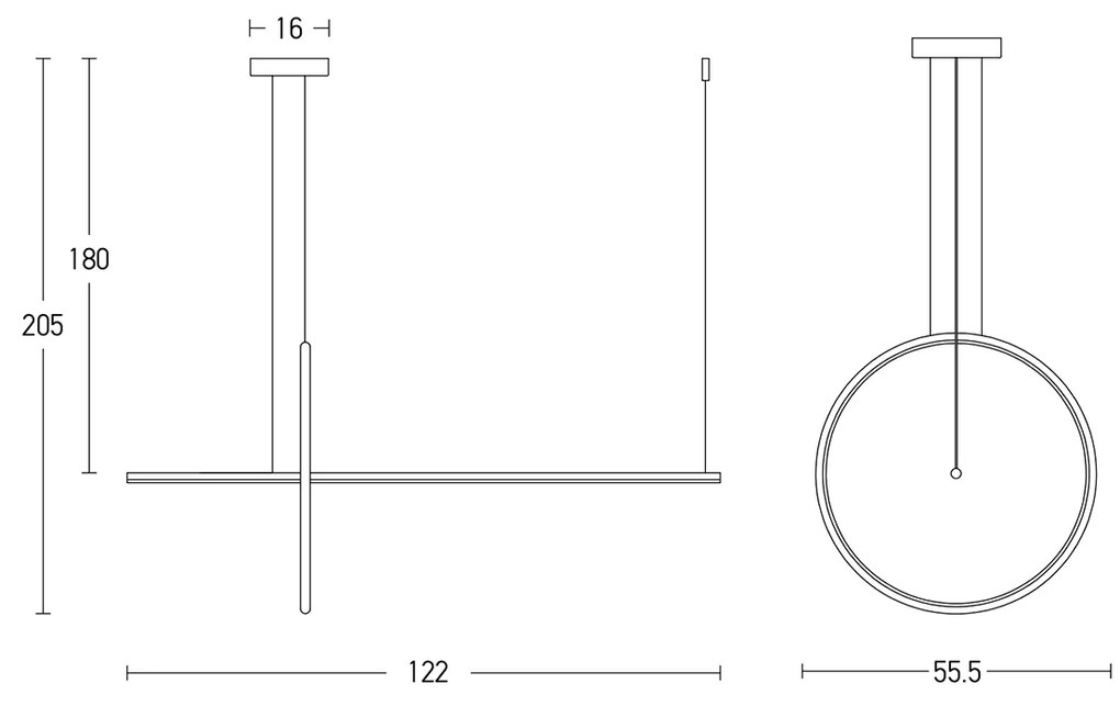 Zambelis 20128 závěsné stmívatelné LED svítidlo černé, 48W, 3000K, 122cm