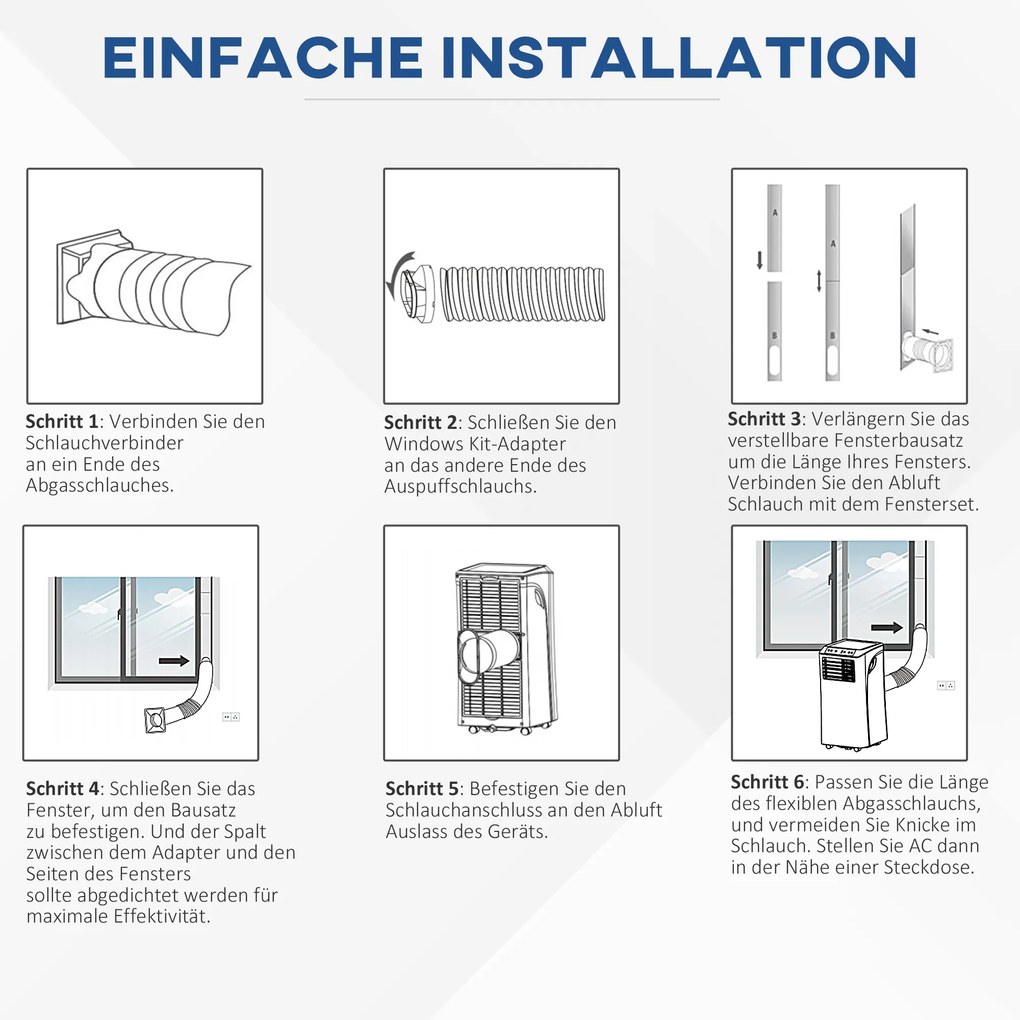 Mobilní klimatizace 3 v 1, včetně dálkového ovládání, 9K BTU, 24hodinový časovač, ABS, bílá