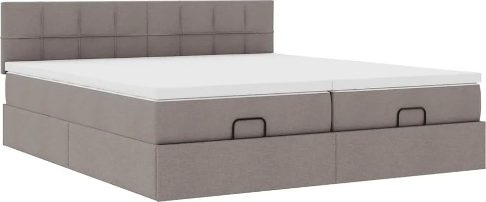 Osmanský rám postele s matrací taupe 180x200cm textil 3312847
