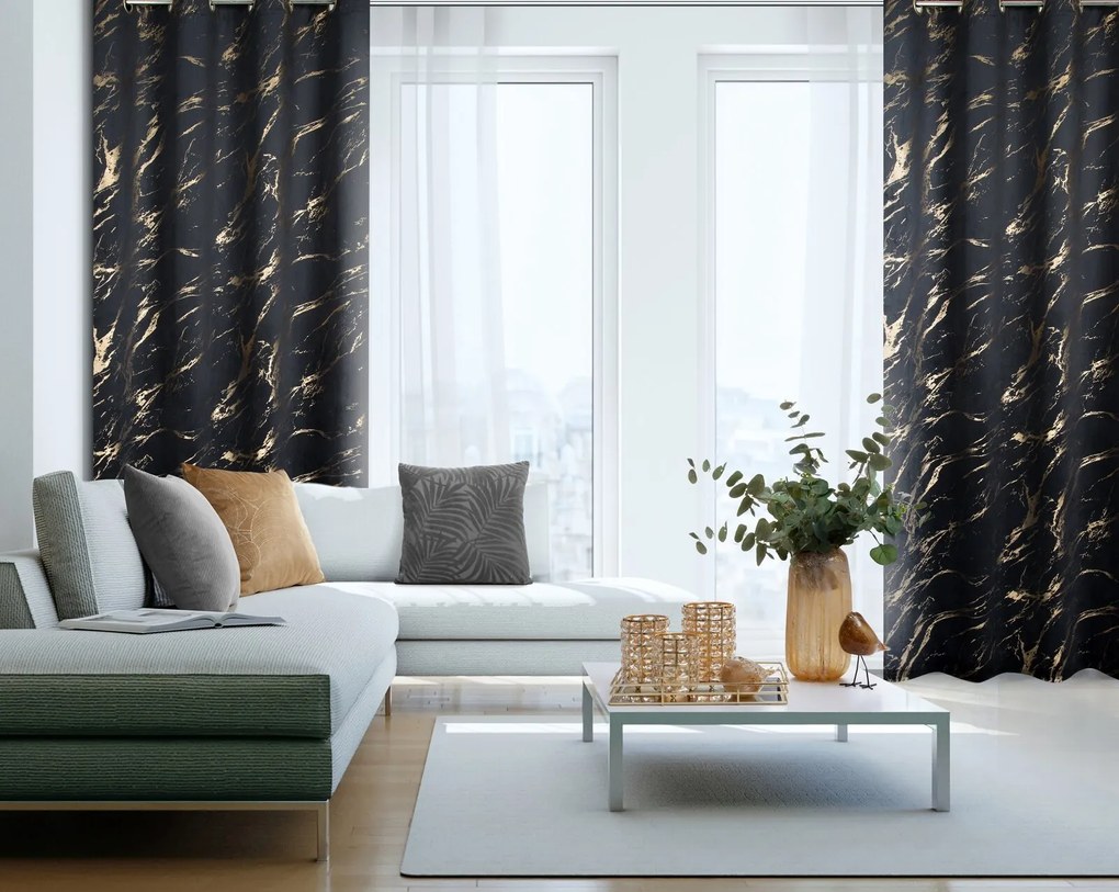 ZATEMŇOVACÍ ZÁVĚS NA KROUŽCÍCH MOLY 140X250 CM VZOROVANÁ