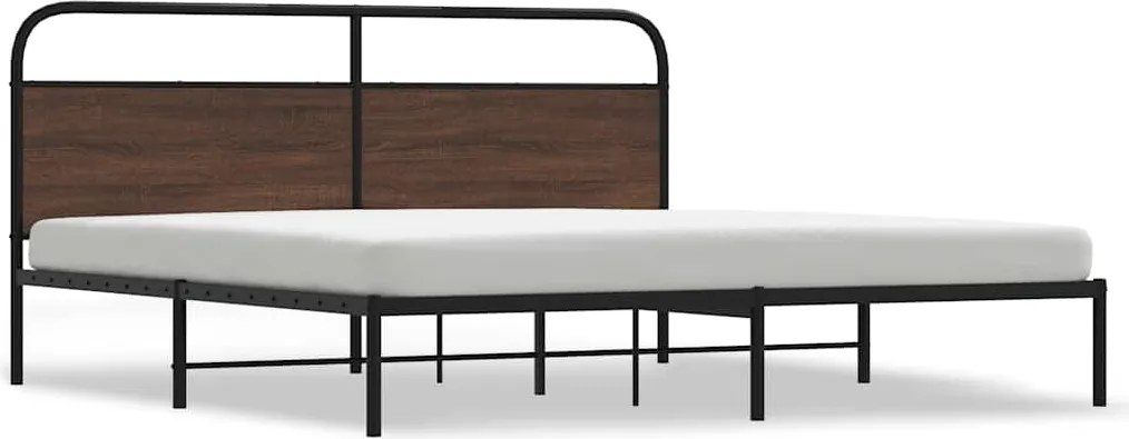Kovový rám postele bez matrace hnědý dub 183 x 213 cm 3318657