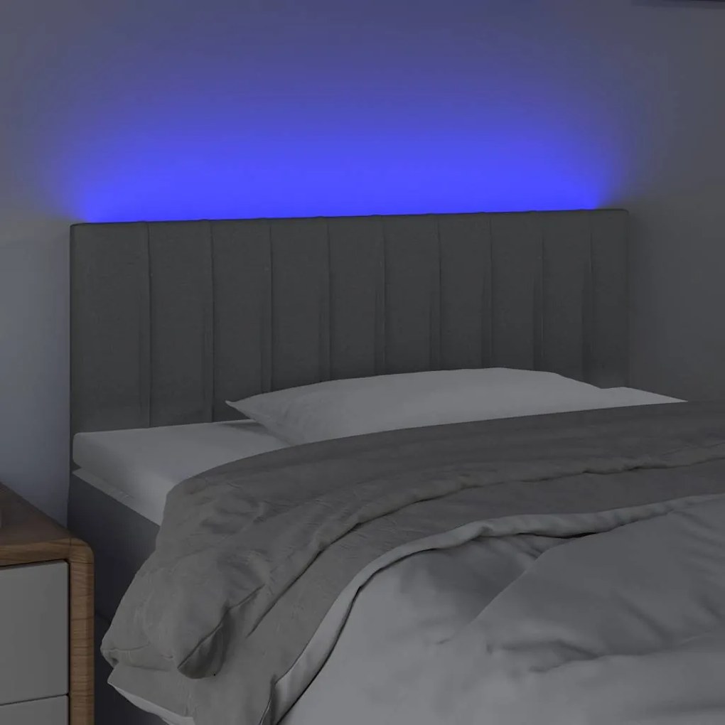 Čelo postele s LED světle šedé 100 x 5 x 78/88 cm textil 3121840