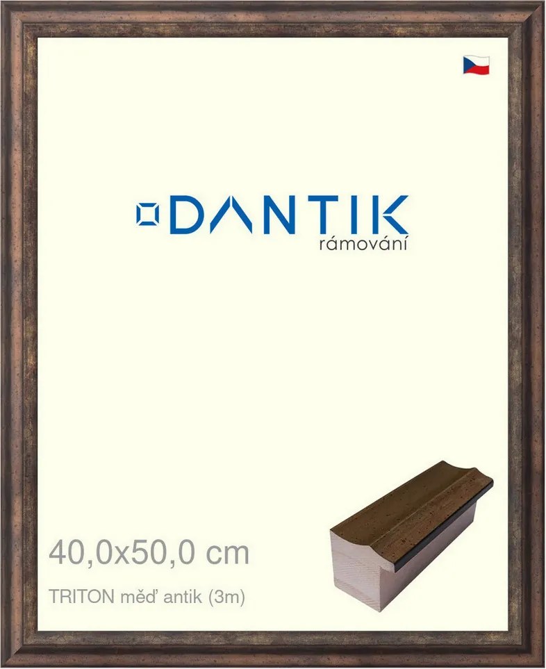 DANTIK rámeček 40x50 | TRITON měď antik (Plexi Čiré)