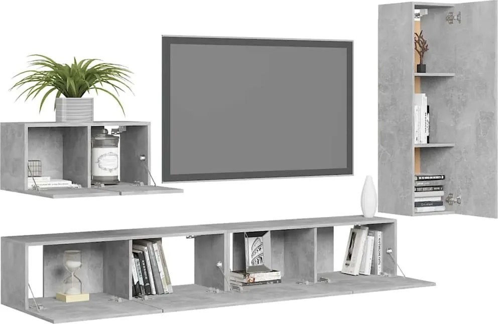 vidaXL 4dílný set TV skříněk dřevotříska [3078676] Barva: dub sonoma