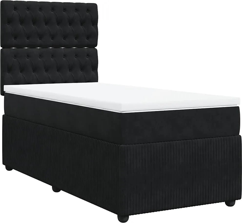 Box spring postel s matrací černá 100x200 cm samet 3292270