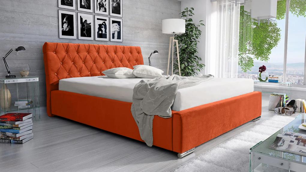 Eka Čalouněná postel LUXURIOUS 90x200 cm Barva látky Trinity: (2310) Růžová, Úložný prostor: S dřevěným rámem úložného prostoru