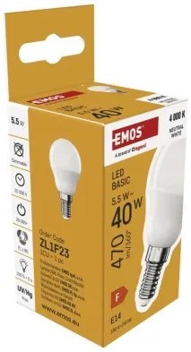 Emos lighting LED žárovka Basic Mini Globe / E14 / 5,5 W (40 W) / 470 lm / teplá bílá 1525741451