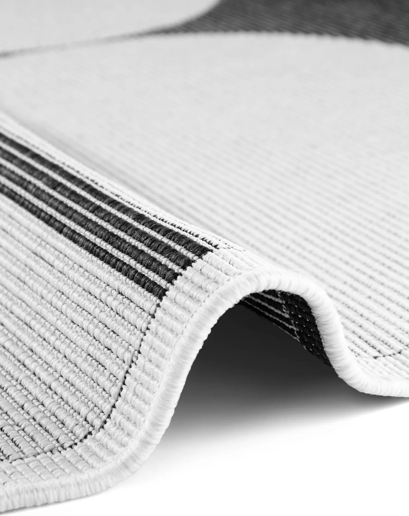 NORTHRUGS, Kusový koberec Duet Bowen 106244 Black/White - na ven i na doma, 160x230, černobílá, chodba / předsíň