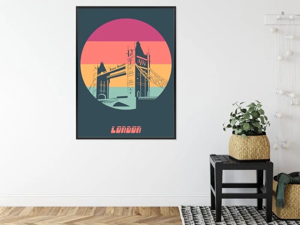 Plakát Vintage Tower Bridge Rám Hliník Barva Černá Černá Hliník Plakátový papír 30x40