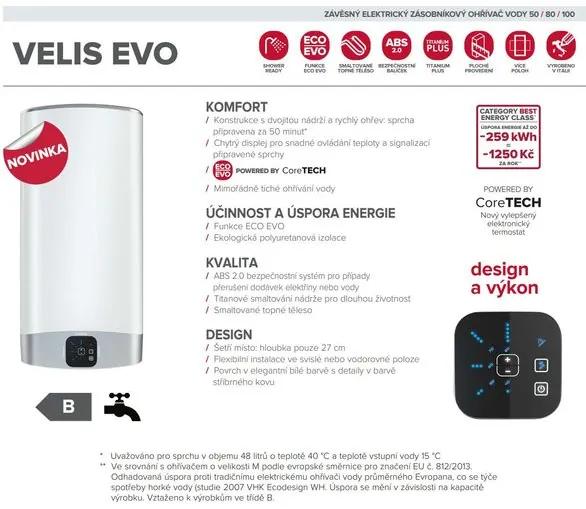 Ariston VELIS EVO 80 Elektrický zásobníkový ohřívač vody