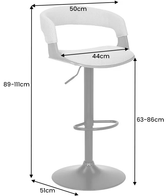 Designová barová otočná židle Uriela jasan / šedá