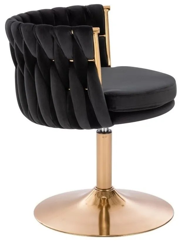 LuxuryForm DESIGN Otočná židle LYON VELUR na zlatém talíři - černá