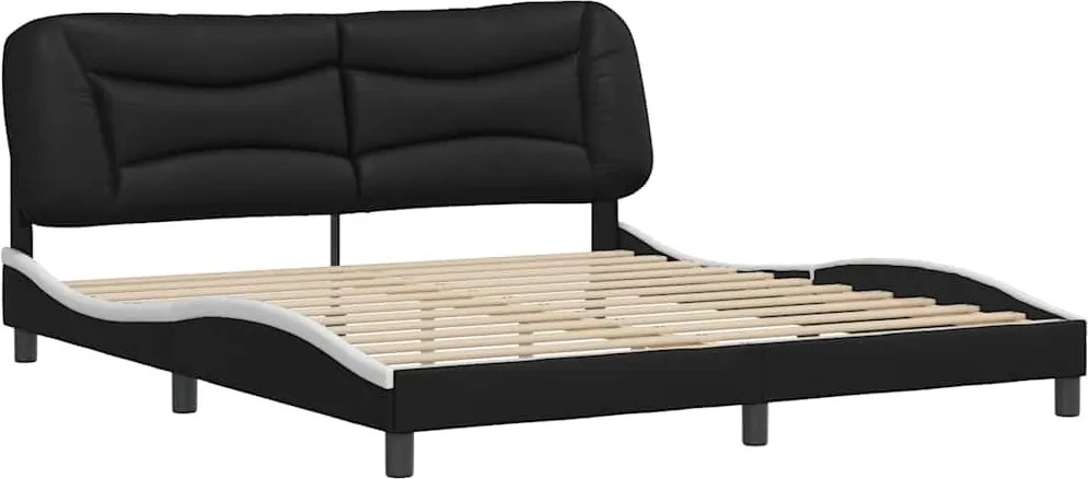 Rám postele bez matrace Hvar černý a bílý 180 x 200 cm umělá kůže 3208021