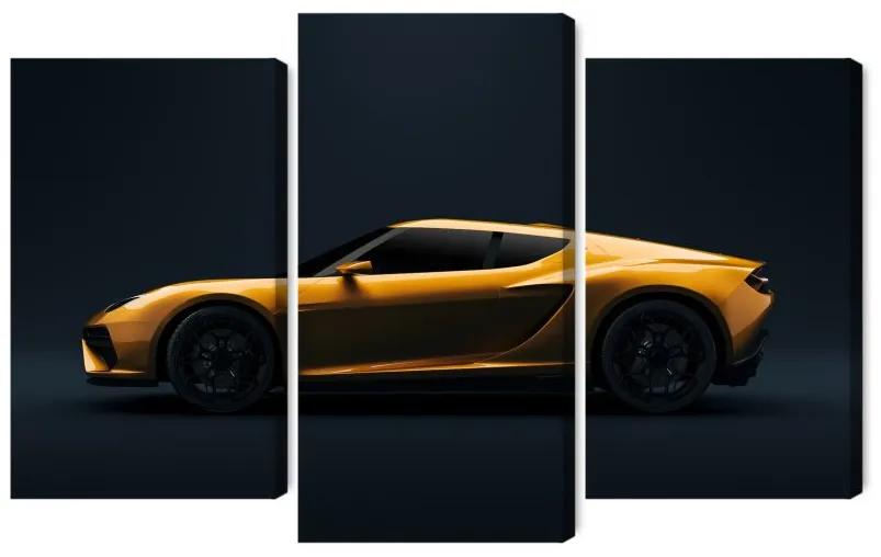 Vícedílný obraz Žluté 3D Sportovní Auto Nedostatek Nedostatek Přírodní plátno 180x120