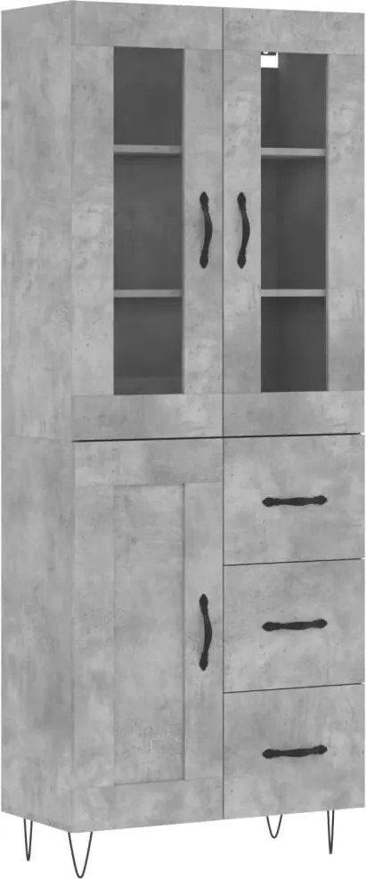 Skříň highboard betonově šedá 69,5x34x180 cm kompozitní dřevo 3198693