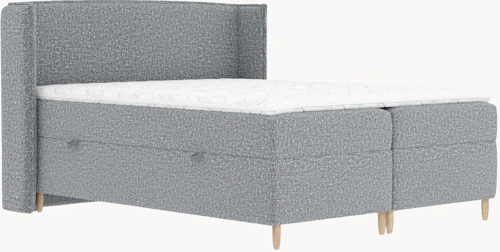 Ručně vyrobená bouclé postel's úložným prostorem Segni, H4