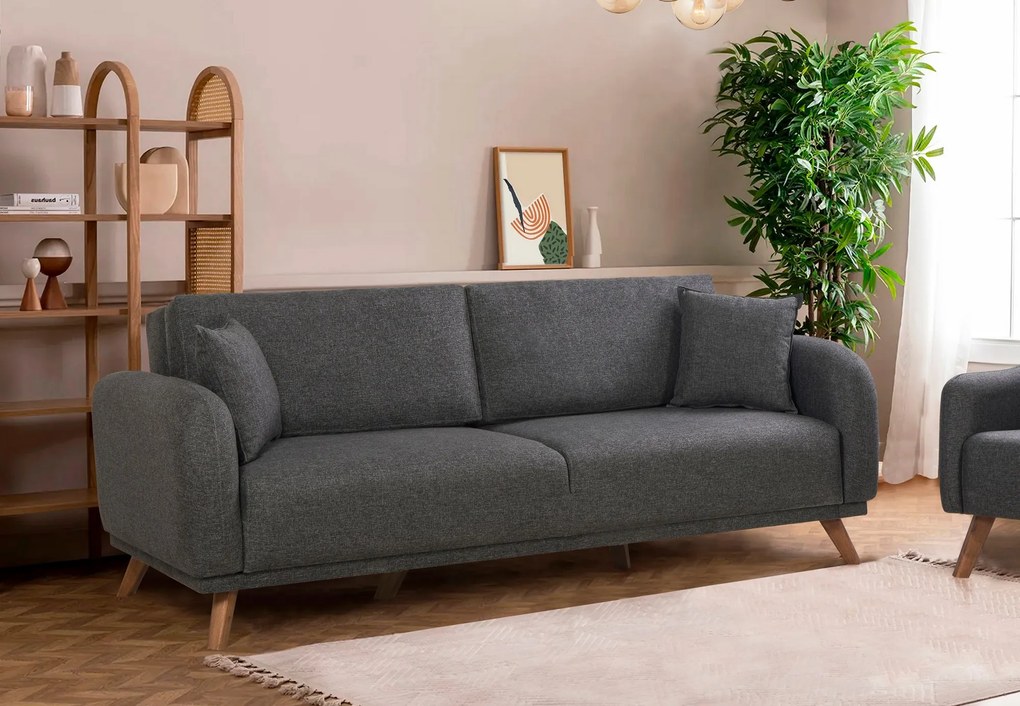 Hanah Home Třímístná pohovka HERA antracitová 237 cm