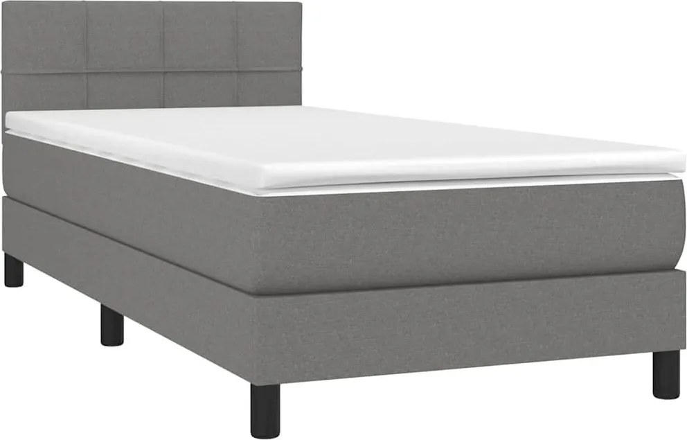 Box spring postel s matrací a LED tmavě šedá 90x190 cm textil 3133118