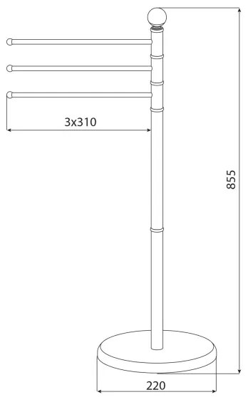 Aqualine - Stojan s věšákem na ručníky SAMBA 85,5 cm nerez/lesklý chrom
