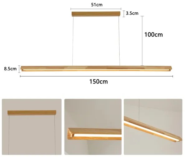 Brilagi - LED Lustr na lanku UMEA WOOD LED/40W/230V 150 cm kaučukovník