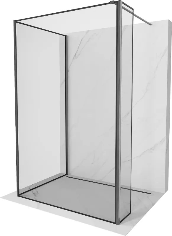 Mexen Kioto sprchová stěna Walk-in 120 x 120 x 30 cm, černý rám, kartáčovaná zbraň šedá - 800-120-120-221-66-70-030