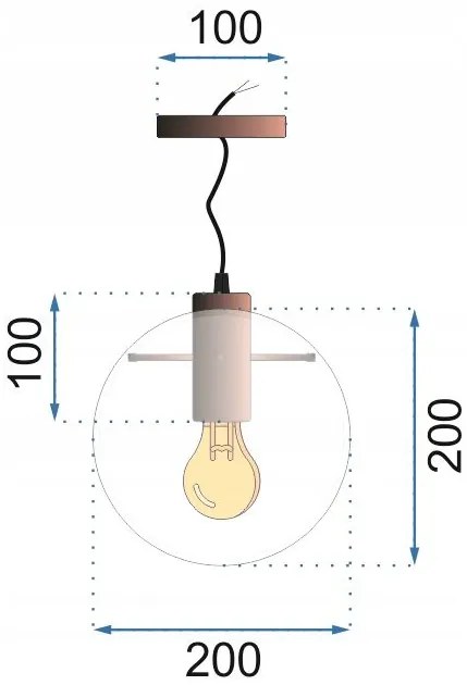 Toolight Závěsné skleněné stropní svítidlo Lassi Black 20 cm