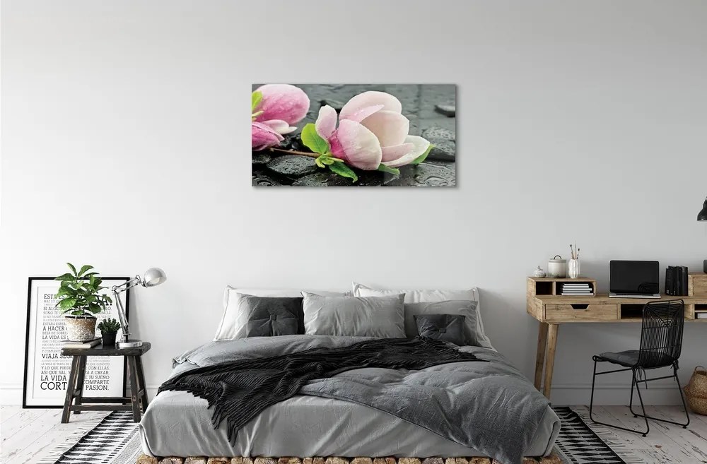 Obraz na skle Magnolia kameny 120x60 cm