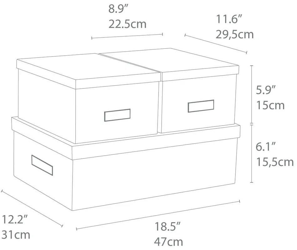 Sada 3 bílých úložných krabic Bigso Box of Sweden Inge
