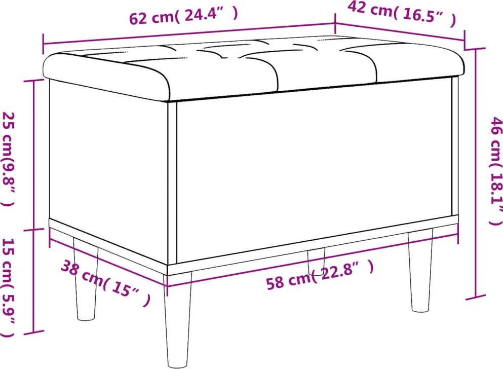 vidaXL Úložná lavice 62 x 42 x 46 cm kompozitní dřevo [835072] Barva: šedá sonoma