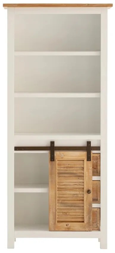 furniture-nabytek.cz - Masivní vysoká skříňka do koupelny Caprino z borovice a MDF, lakovaná, bílá a hnědá – 80×35×180 cm