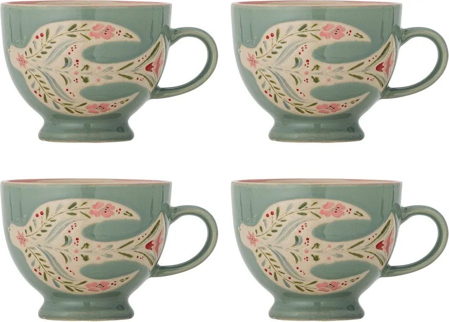 Zelené keramické hrnky v sadě 4 ks 400 ml Rosalynde – Bloomingville