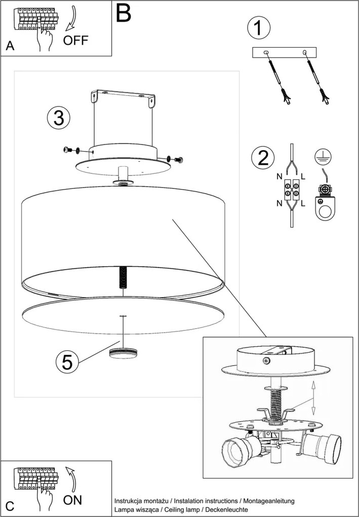 Sollux Lighting Stropní svítidlo SKALA 30 černé