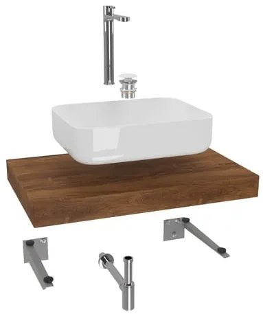 Koupelnová sestava SAT s deskou pod umyvadlo Dolce 80x8x50 cm dub charleston KSETDO7
