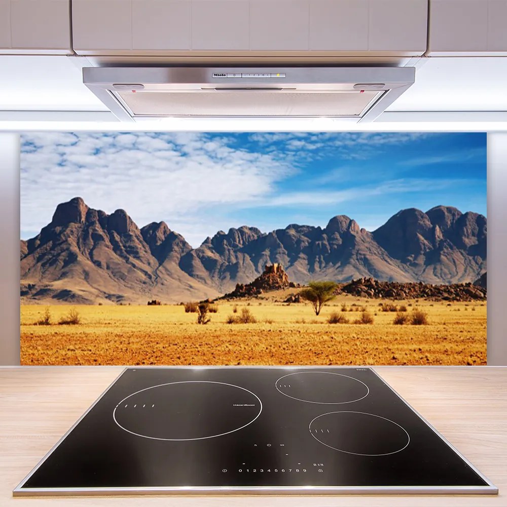 Skleněné obklady do kuchyně Poušť Hory Krajina 140x70 cm