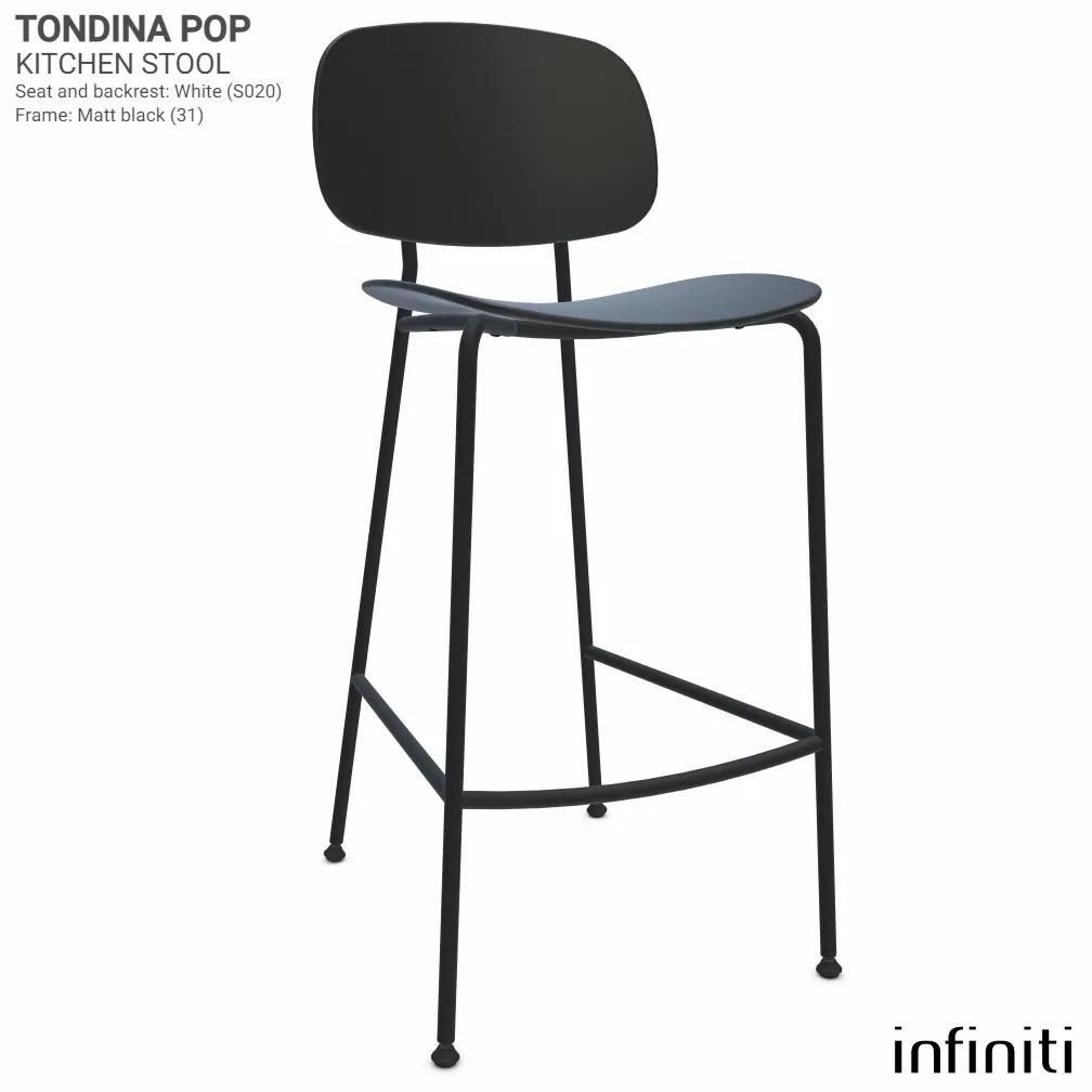 Kuchyňská židle Tondina Pop Barva kovové konstrukce: Matt black 31, Barva sedáku a opěradla z recyklovaného plastu: Black IS001