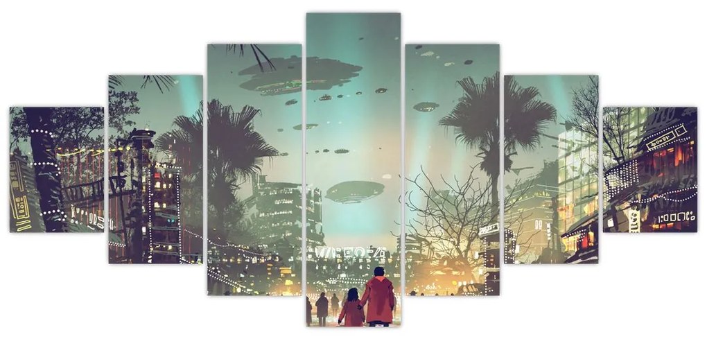 Obraz - město v budoucnosti (210x100 cm)