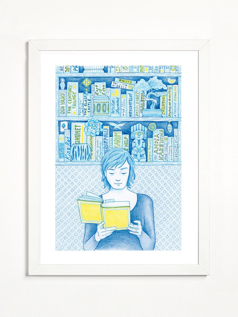 Barbora Brůnová | Čtenářka Rám: Černý, Velikost: 70 x 50 cm