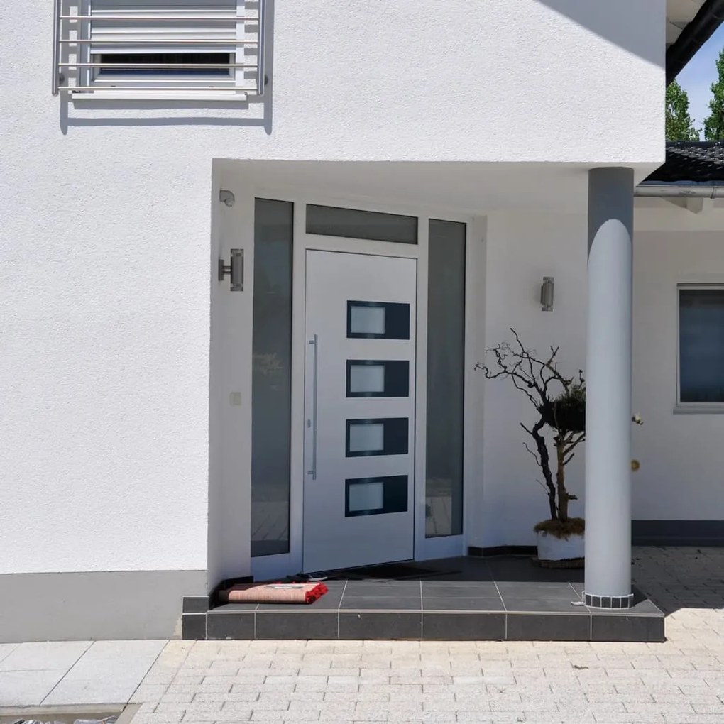 Vchodové dveře bílé 100 x 210 cm hliník a PVC 3157066