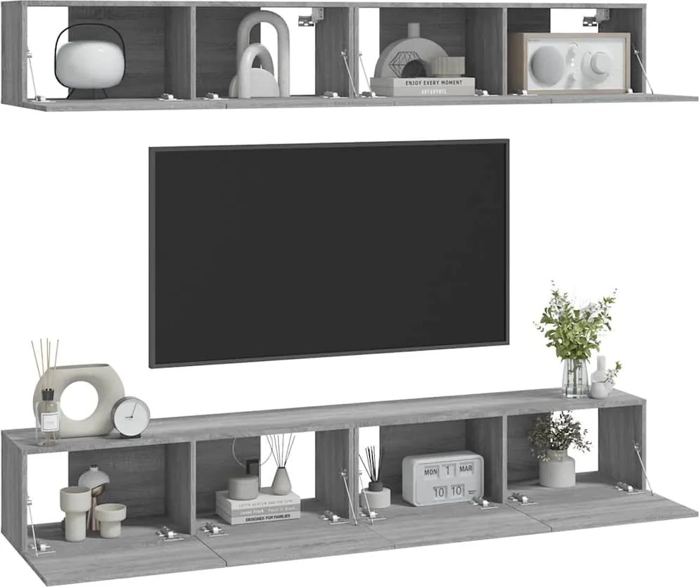 Nástěnné TV skříňky 4 ks šedé sonoma 100 x 30 x 30 cm 3114196