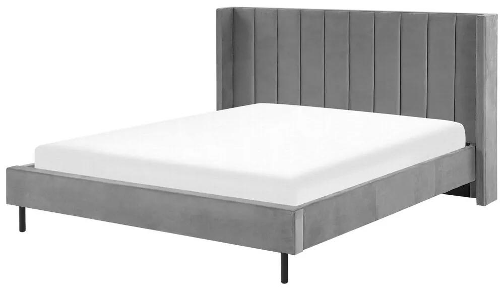 Sametová postel 180 x 200 cm šedá VILLETTE Beliani