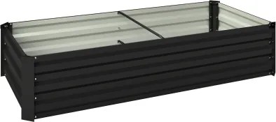Outsunny obdélníkový zahradní květináč z pozinkované oceli s bezpečnostním okrajem a otevřenou půdou 150x70x30cm tmavě šedý