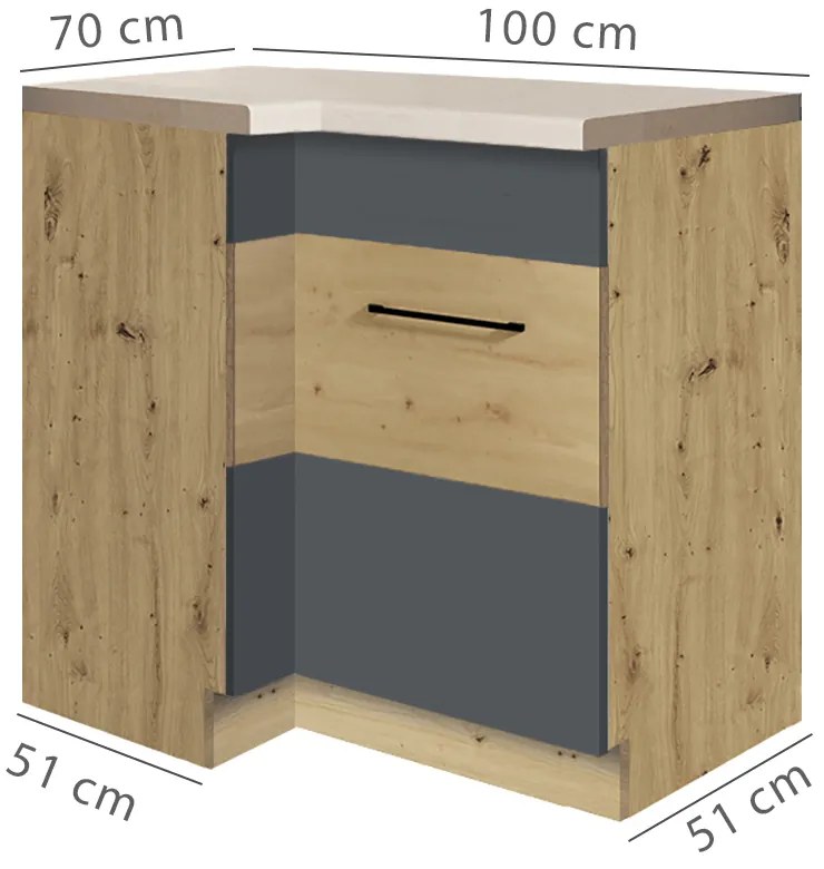 INFINITY s | dolní skříňka 14D P | 70x100 cm | artisan/šedá mat